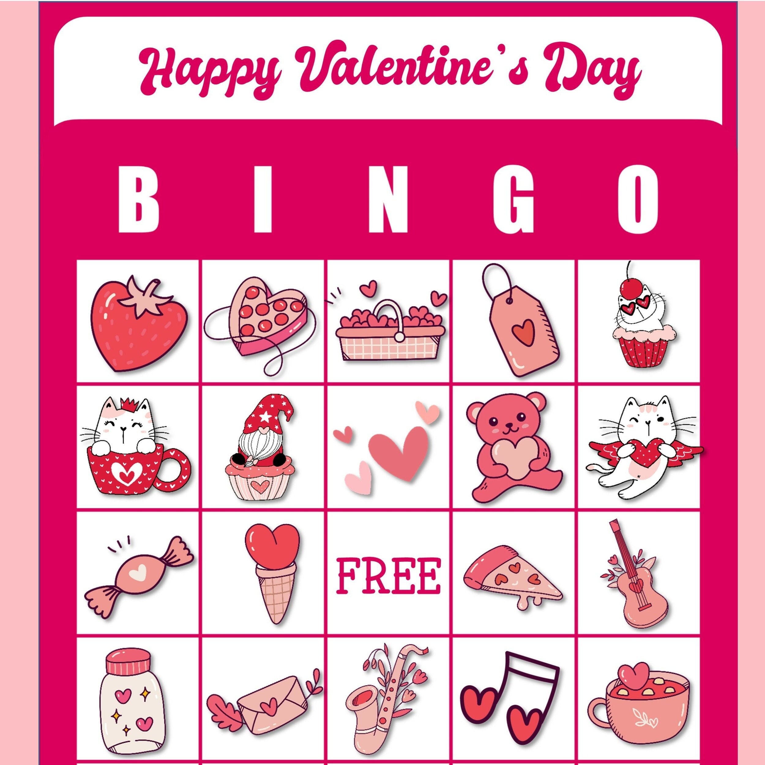 Valentine's Day Bingo Game, Printable Bingo Cards, Printable Valentines ...