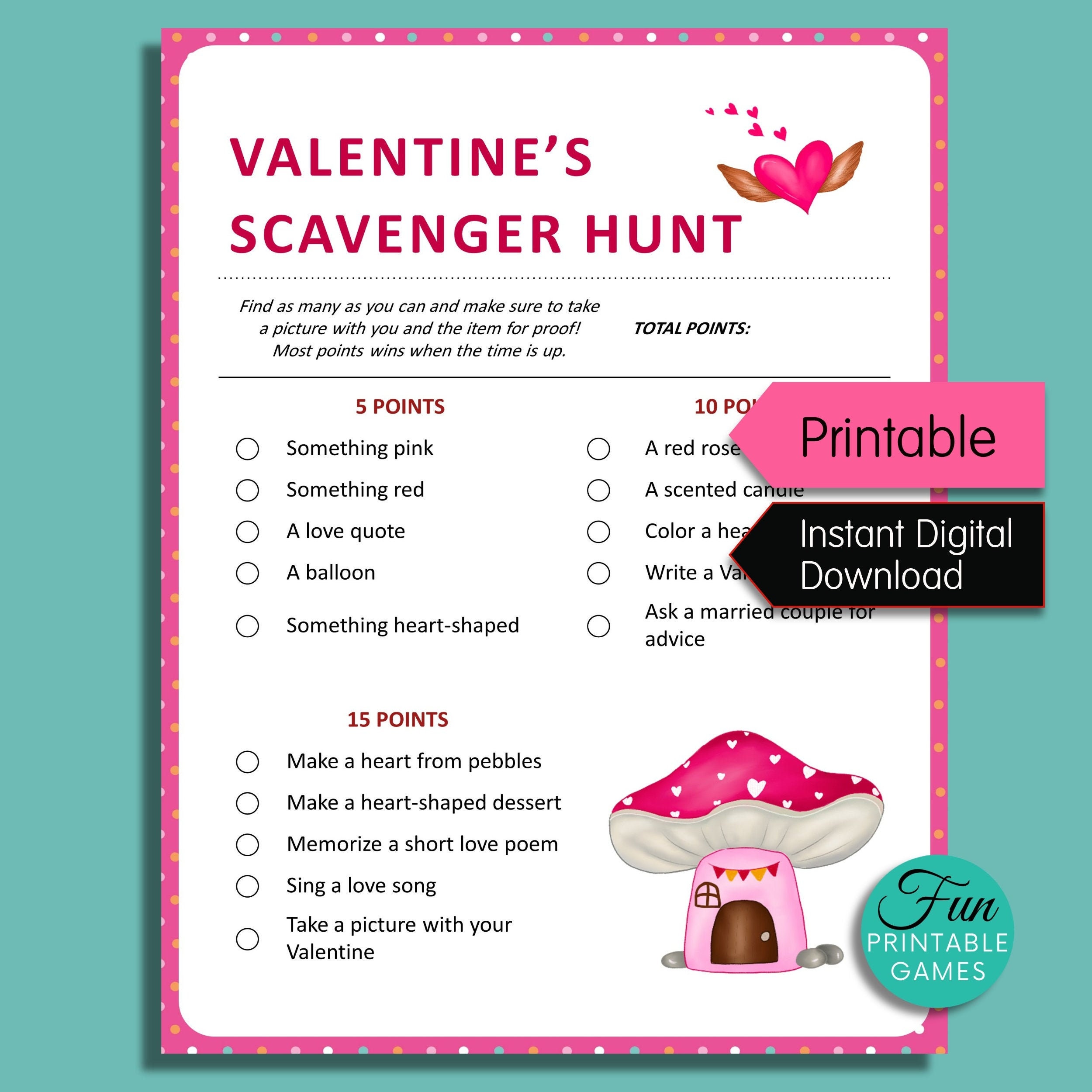 Valentine's Day Scavenger Hunt Game Printable - Etsy