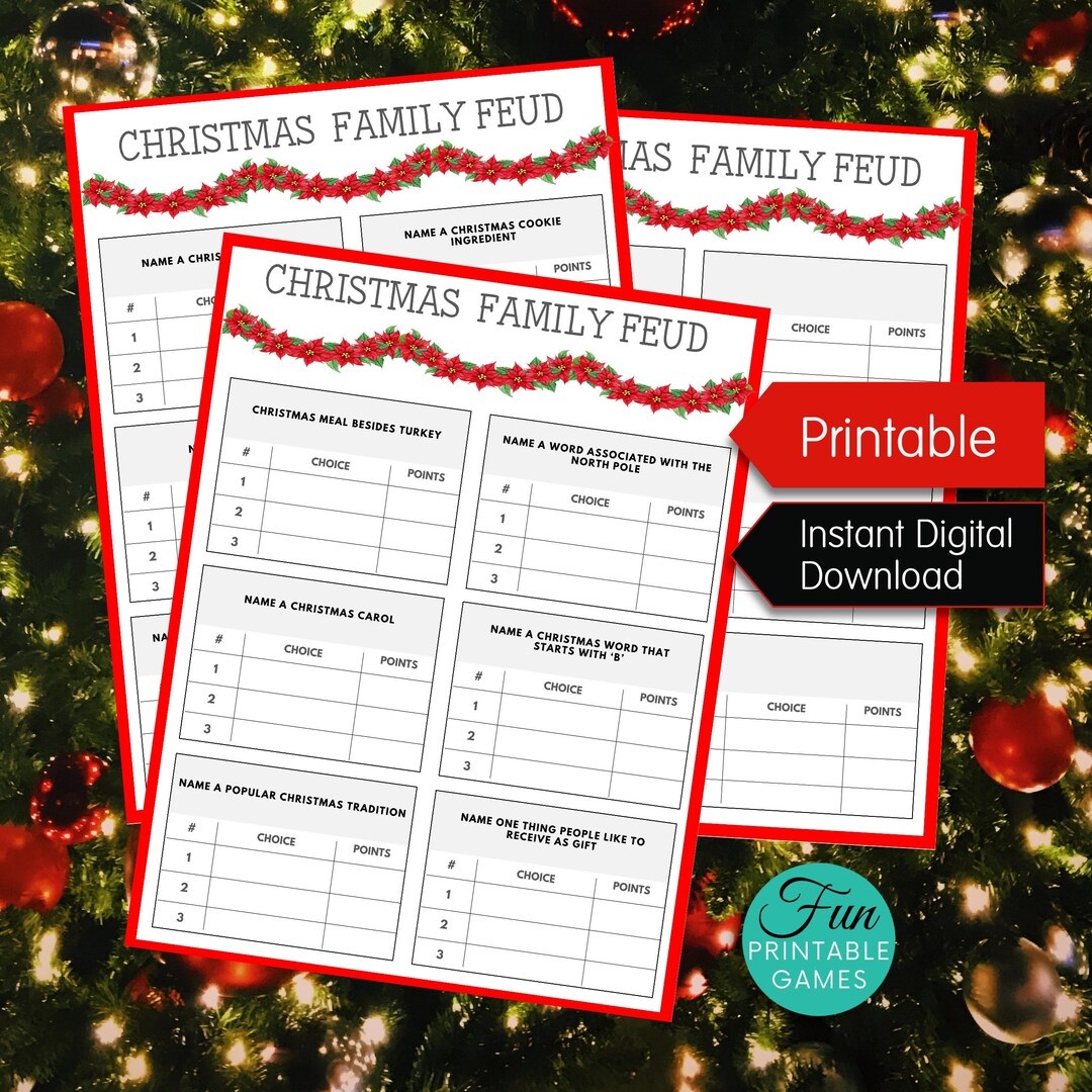 Christmas Family Feud Game Printable, Christmas Party Game, Winter ...