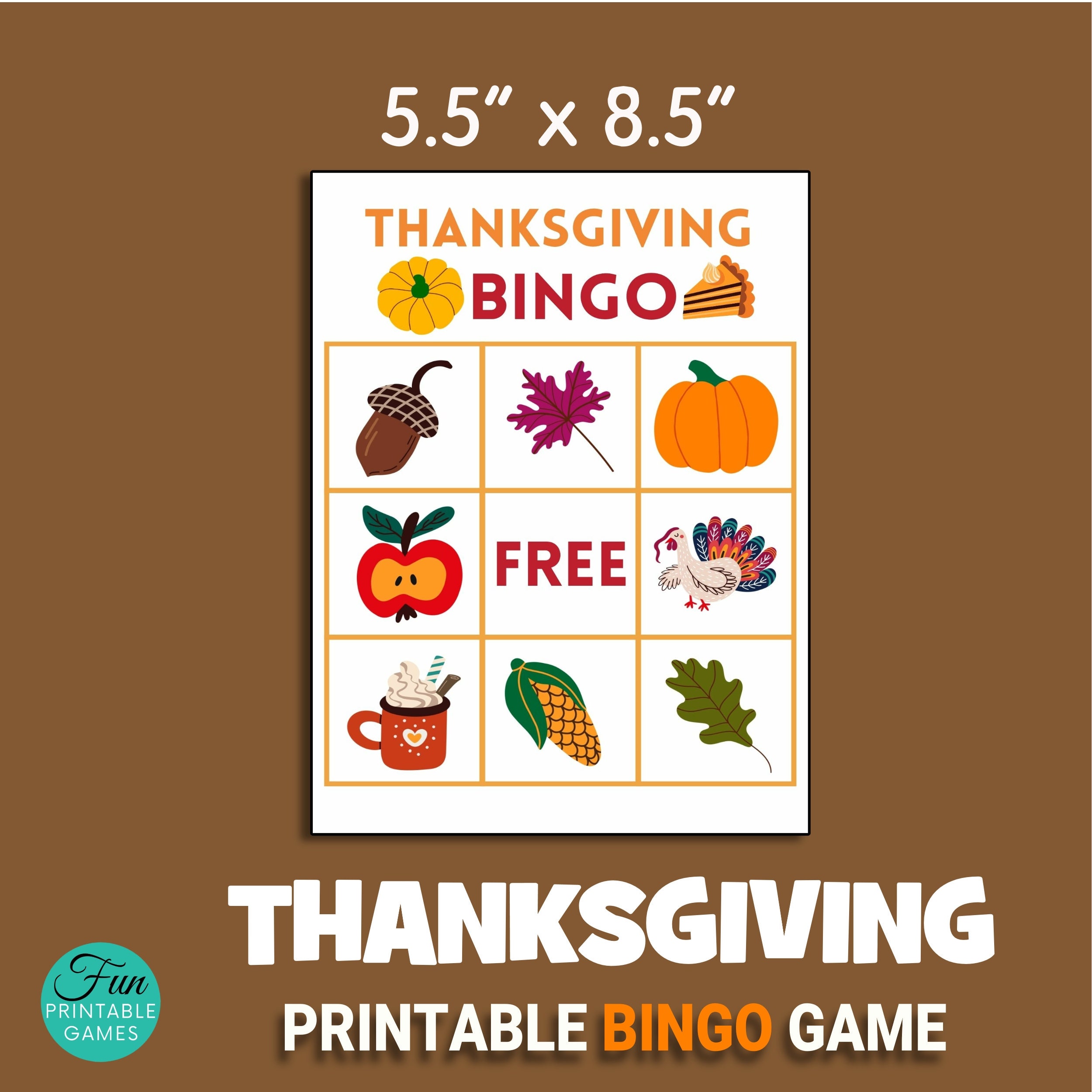 Thanksgiving Bingo Game for Kids, Printable Bingo Cards, Printable ...