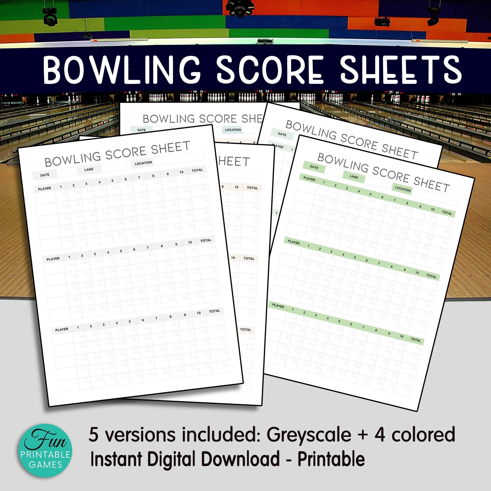 Bowling Score Sheets, Printable Bowling Score Keeper Template for Teams ...