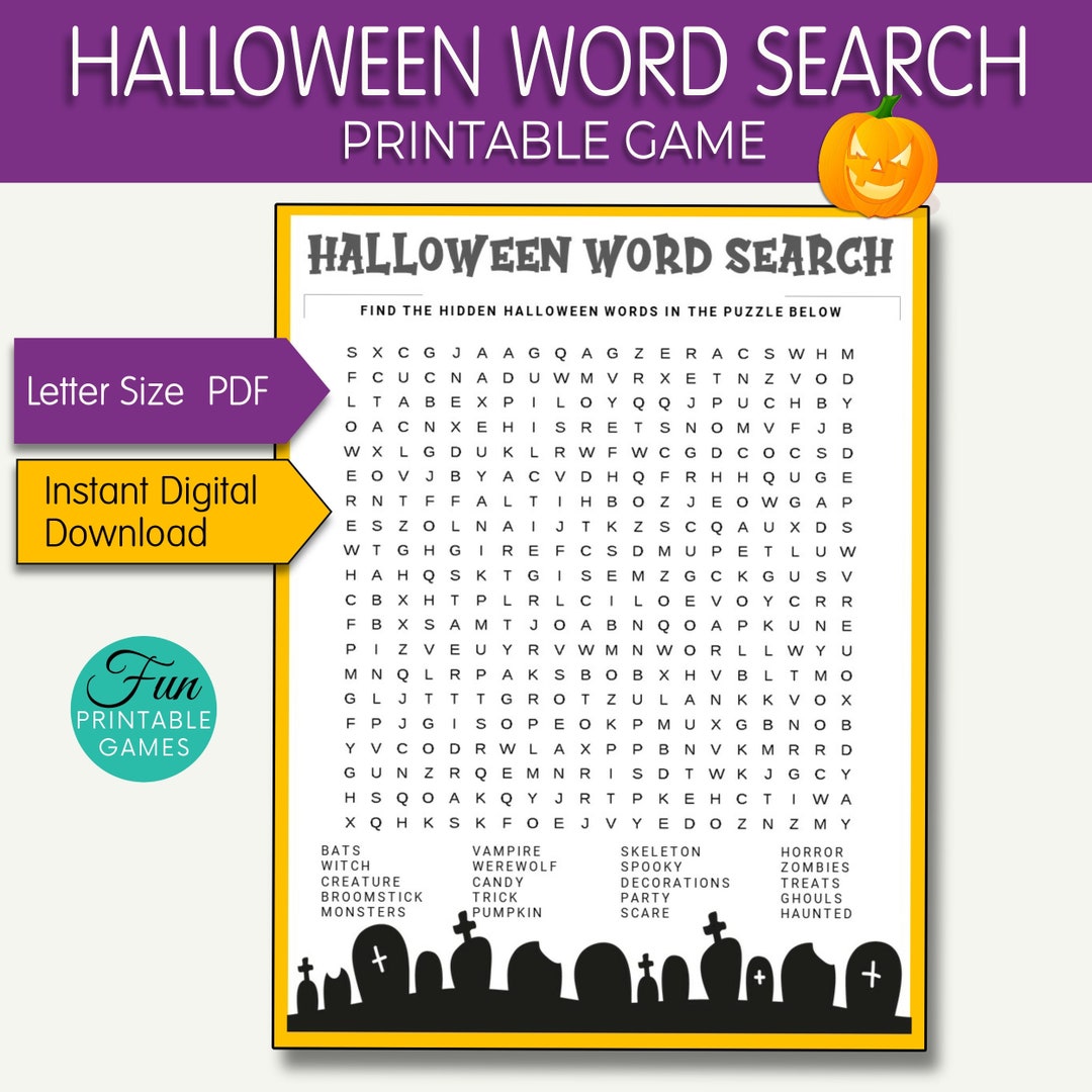 Halloween Word Search Printable Game With Answer Key, Printable ...