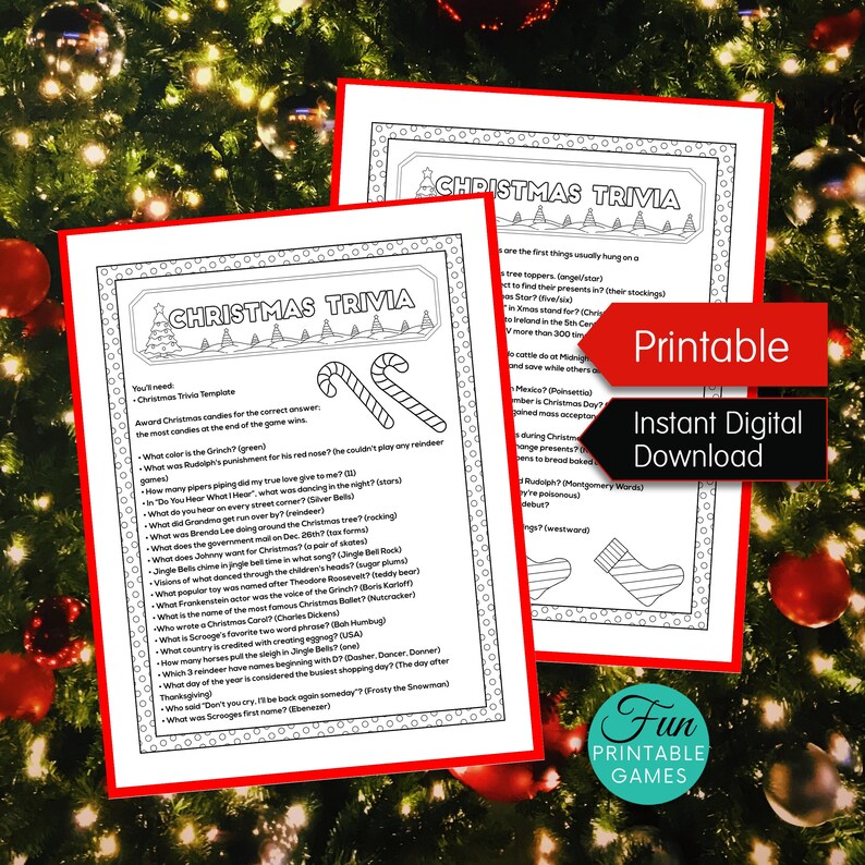Christmas Trivia Printable Game With Answer, Christmas Dinner Party ...