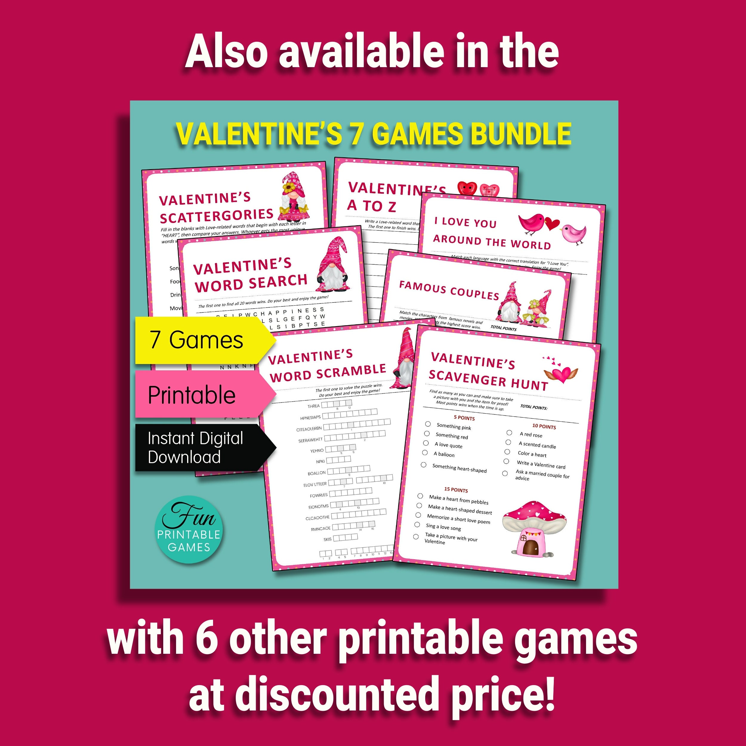 Valentine's Day Word Scramble Game Printable, Valentines Party Game ...