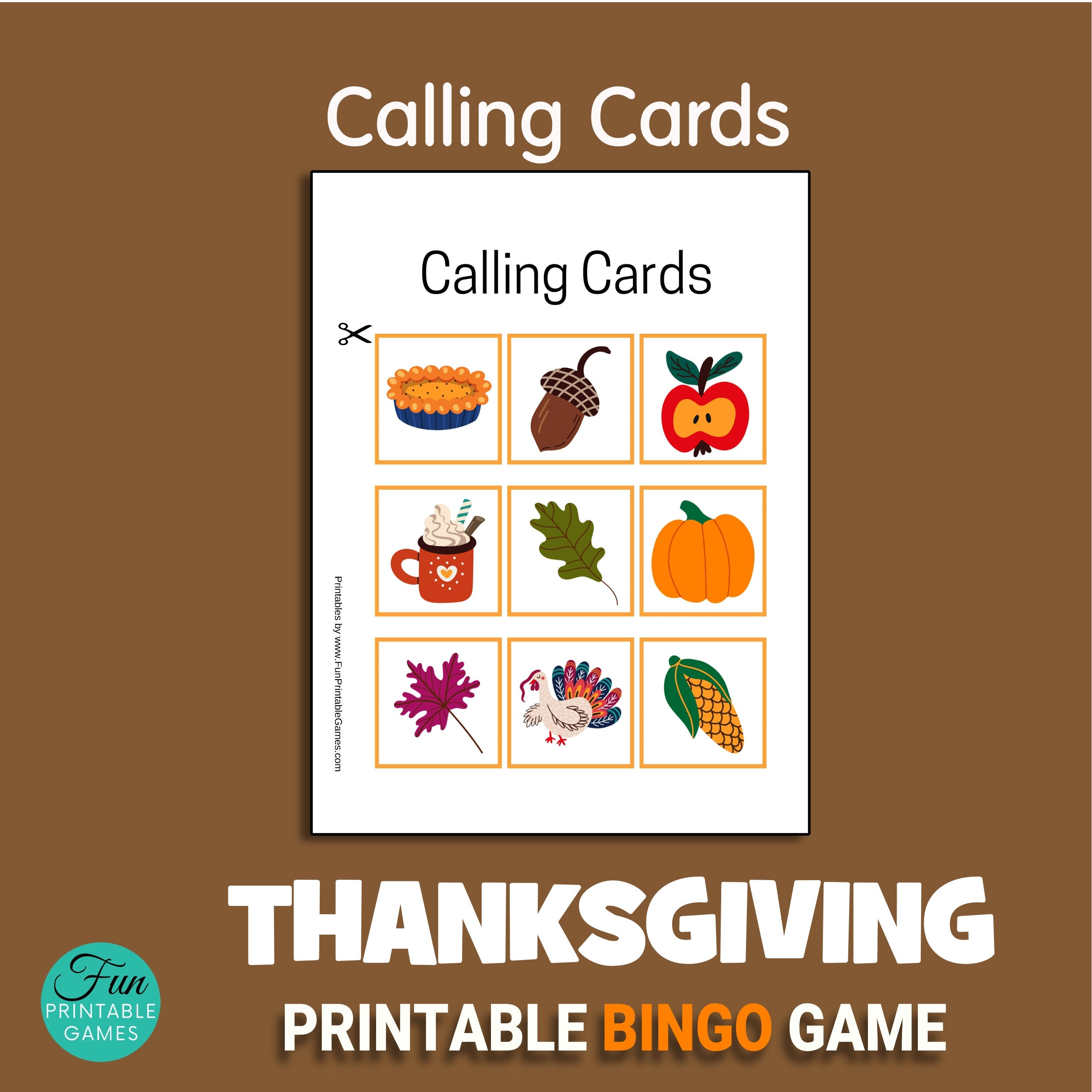Thanksgiving Bingo Game for Kids, Printable Bingo Cards, Printable ...