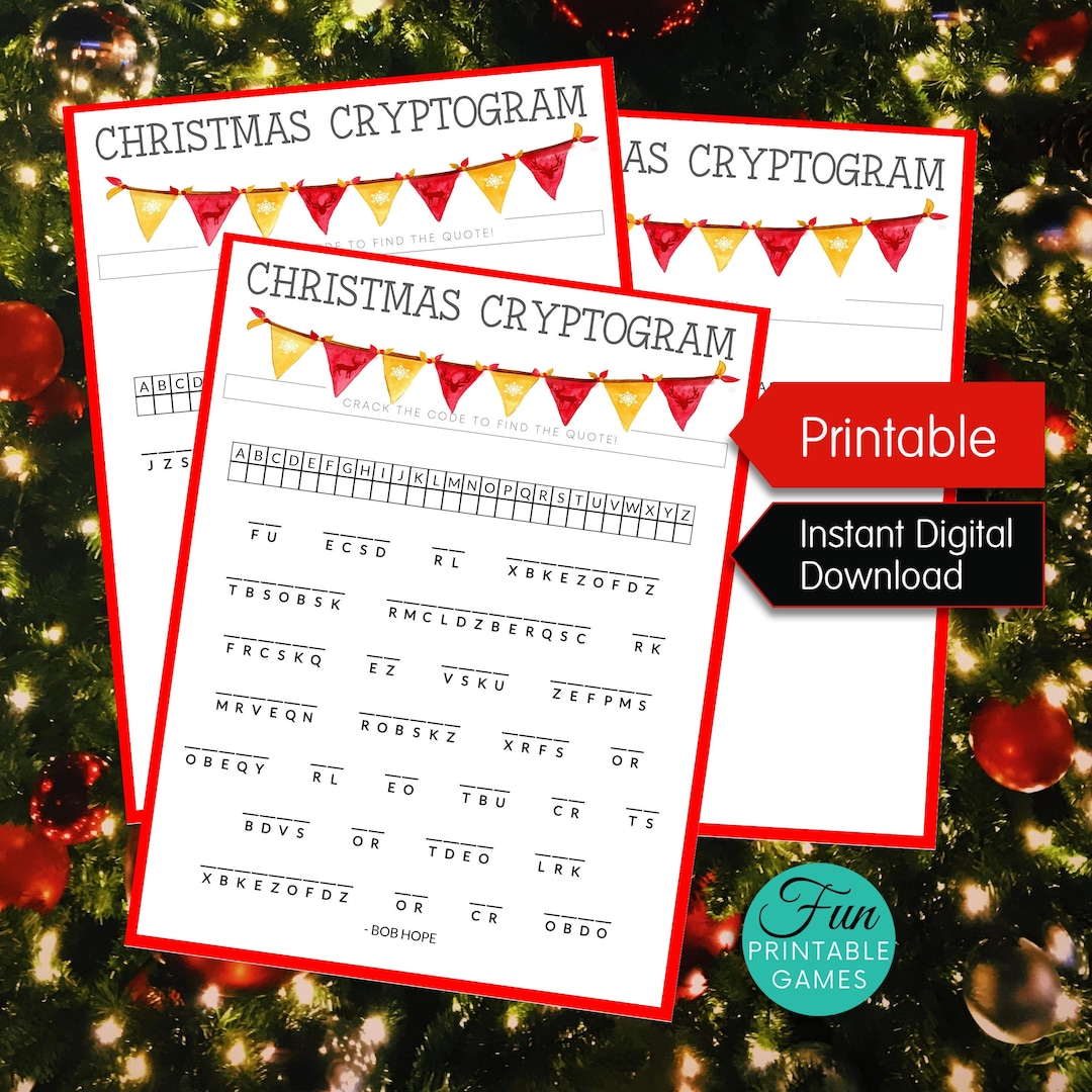 Crack the Code Christmas Cryptograms Printable Game With Answer, Break ...