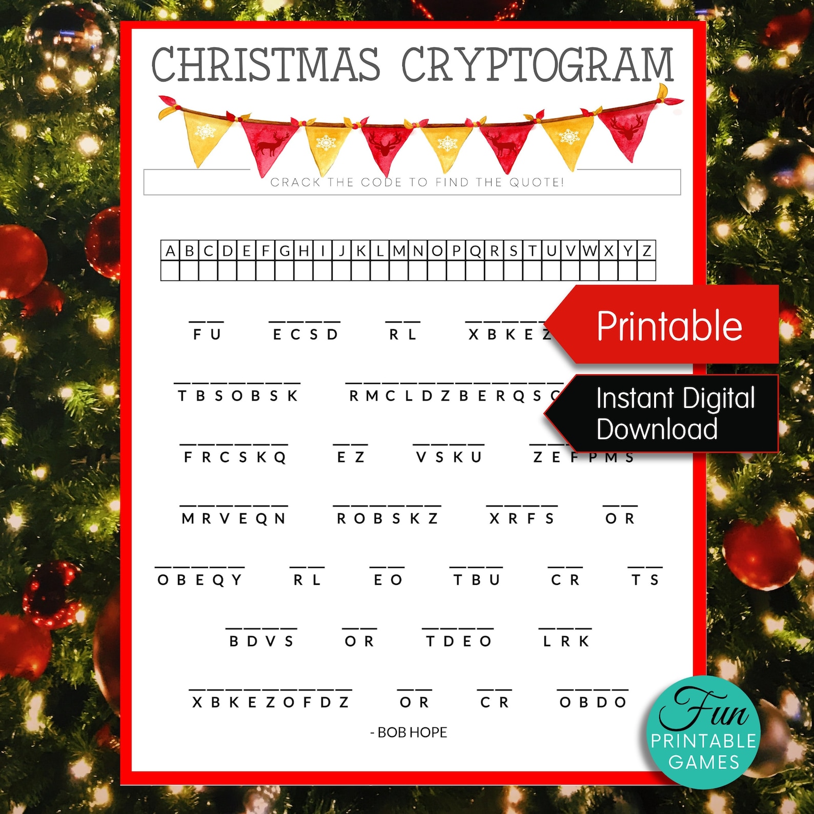 Crack the Code Christmas Cryptograms Printable Game With Answer, Break ...