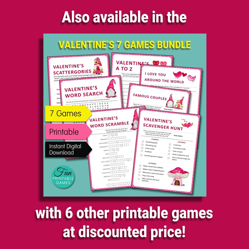 Valentine's Day Scavenger Hunt Game Printable - Etsy