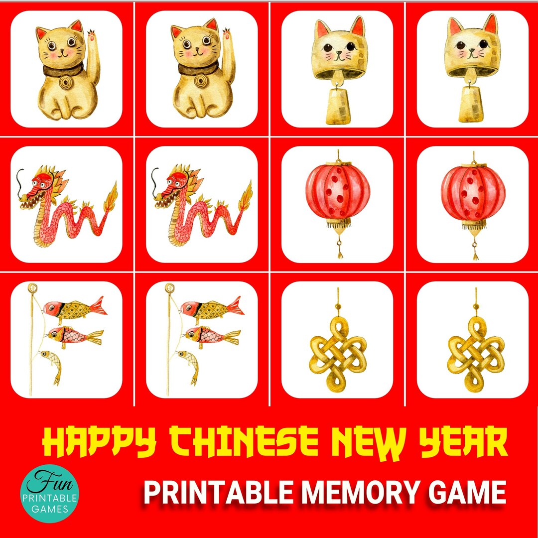 Chinese New Year Memory Cards Game Printable Memory Matching - Etsy España