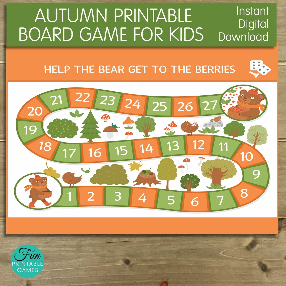 Autumn Board Game Printable for Kids Printable Game Board | Etsy