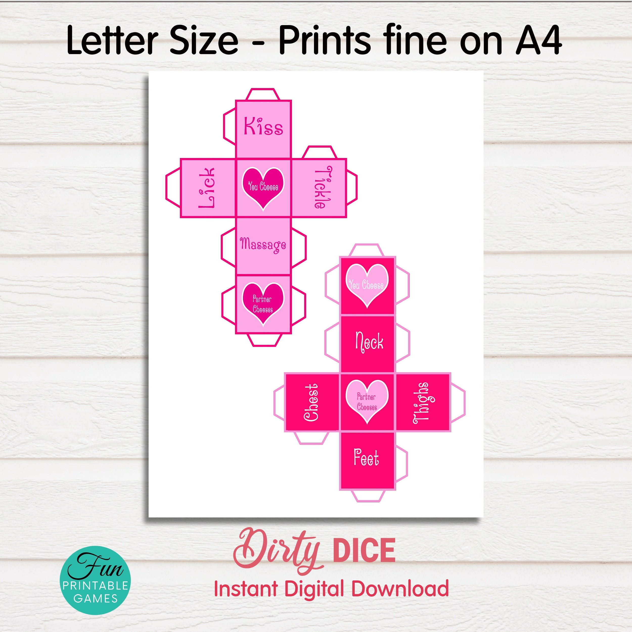 5pcs Naughty Dice Printable Couples Sex Game Love Play Dice Etsy
