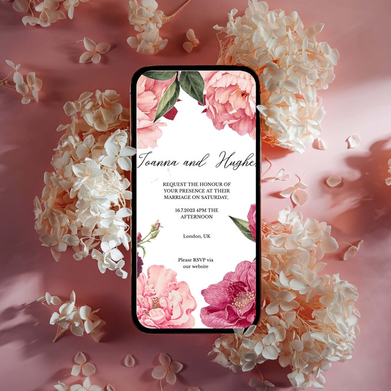 Red Rose Evite, Wedding Invitation Digital, Electronic Invitation ...