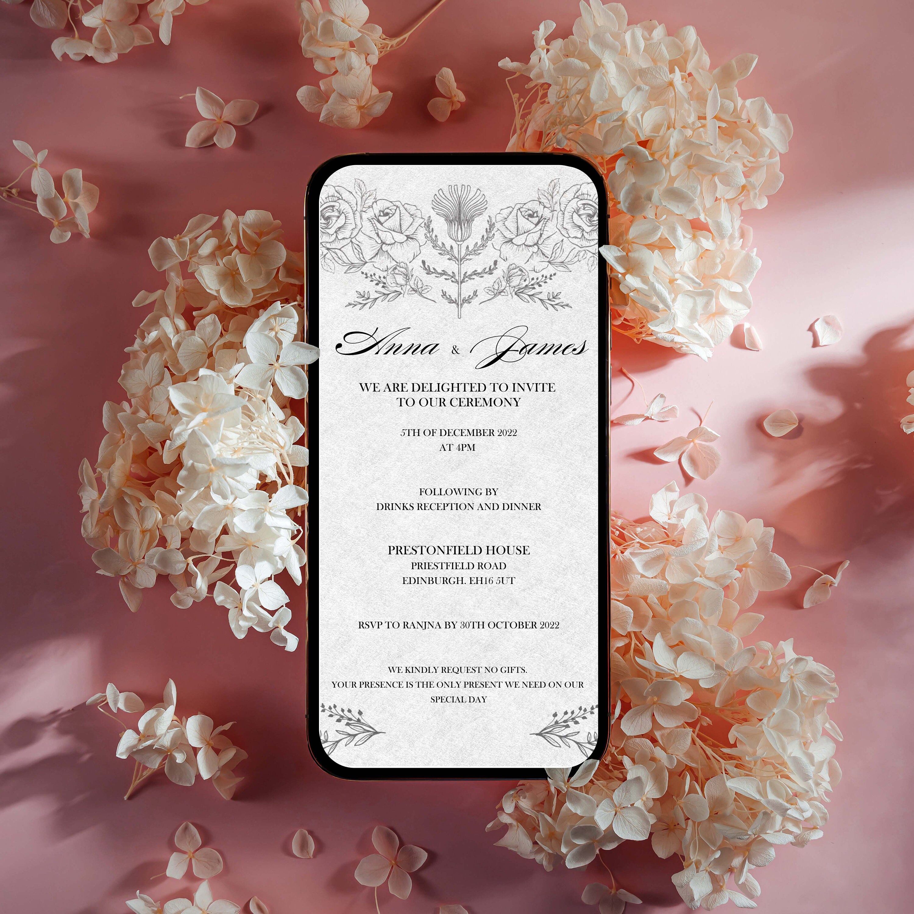 Luxury Wedding Evite Template, Wedding Invitation Digital, Evitation ...