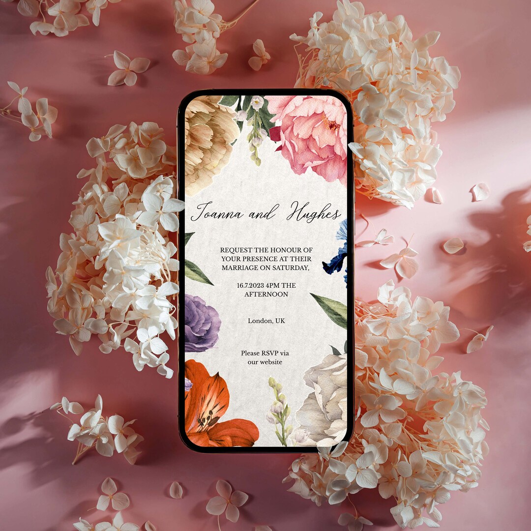 Floral Wedding Invitation Template, Wedding Invitation Digital ...