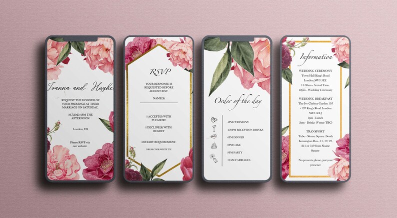 Red Rose Evite, Wedding Invitation Digital, Electronic Invitation ...