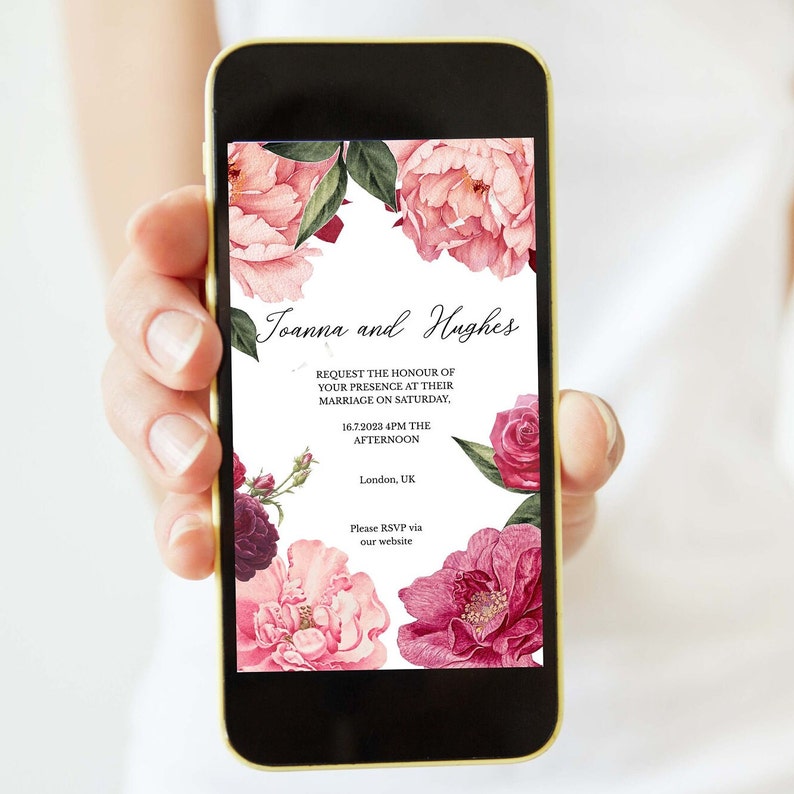 Red Rose Evite, Wedding Invitation Digital, Electronic Invitation ...