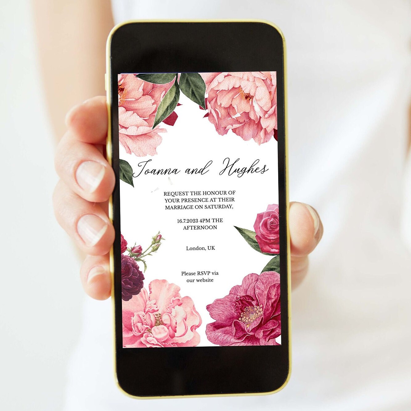 Red Rose Evite, Wedding Invitation Digital, Electronic Invitation ...