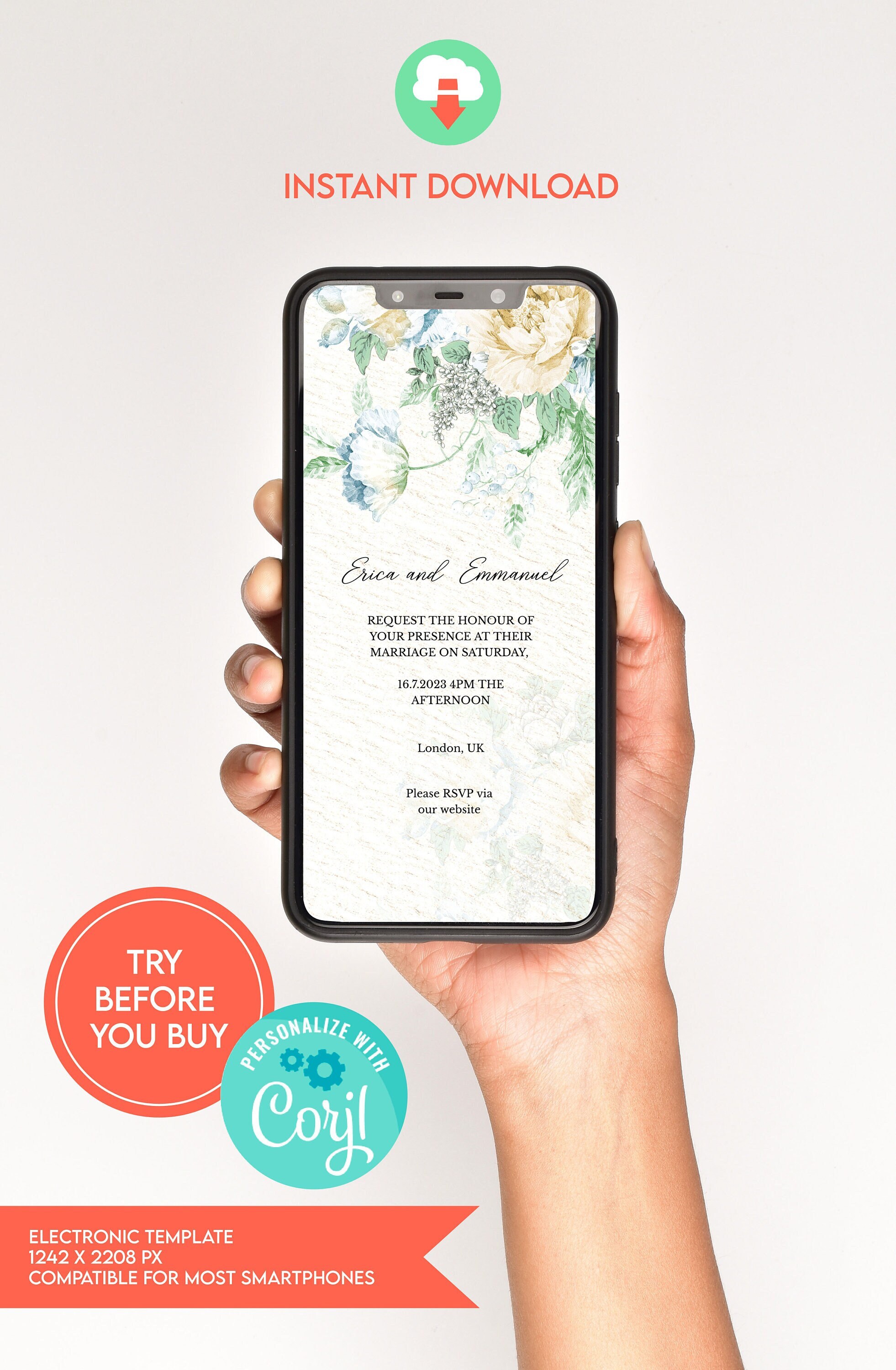 Pastel Party Rose Evite Template, Wedding Invitation Digital, Evitation ...