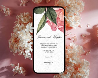 Red Rose Evite, Wedding Invitation Digital, Electronic Invitation ...