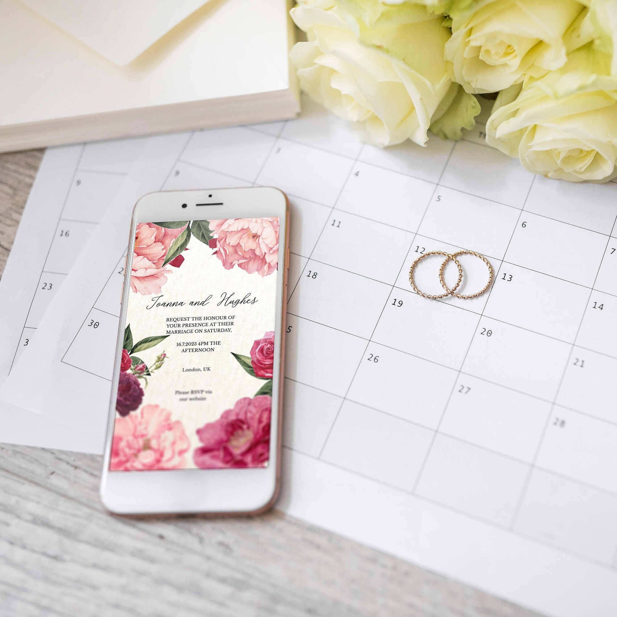 Floral Wedding Invitation Template, Wedding Invitation Digital ...