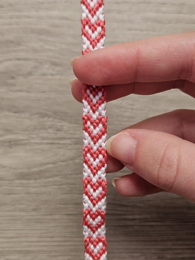 Valentine's Day Friendship Bracelet | Heart Pattern & Chevron | Red ...