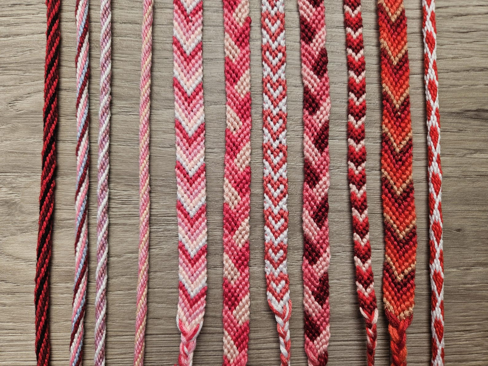 Valentine's Day Friendship Bracelet | Heart Pattern & Chevron | Red ...
