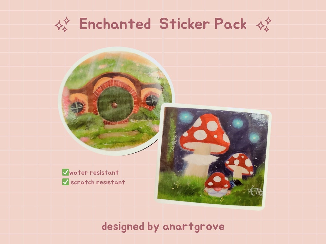 Enchanted Forest Sticker Pack Cute Mushroom Waterproof Stickers Hobbit ...