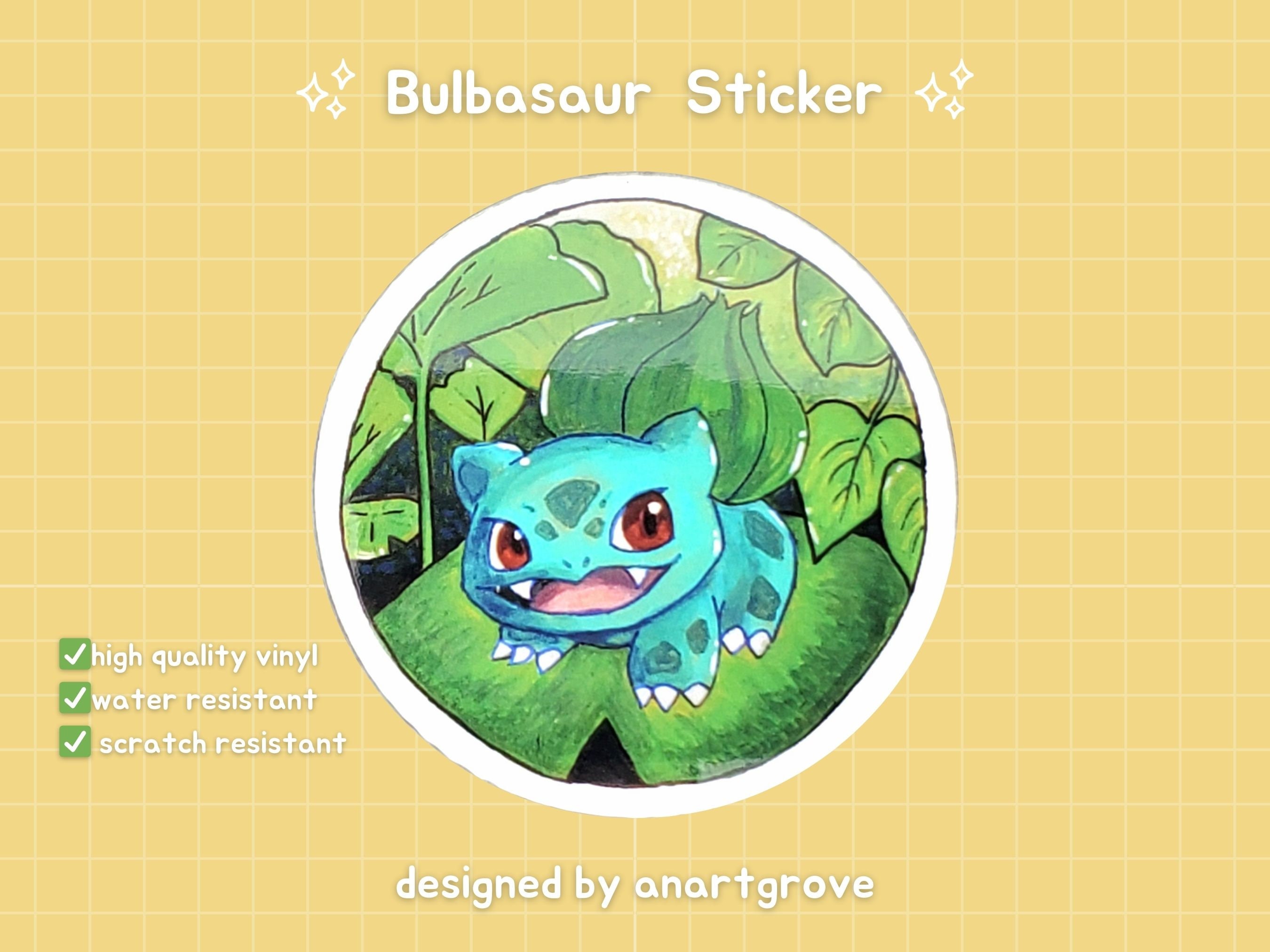 Bulbasaur Clear Vinyl Sticker Cute Pokemon Bulbasaur Vinyl Stickers ...