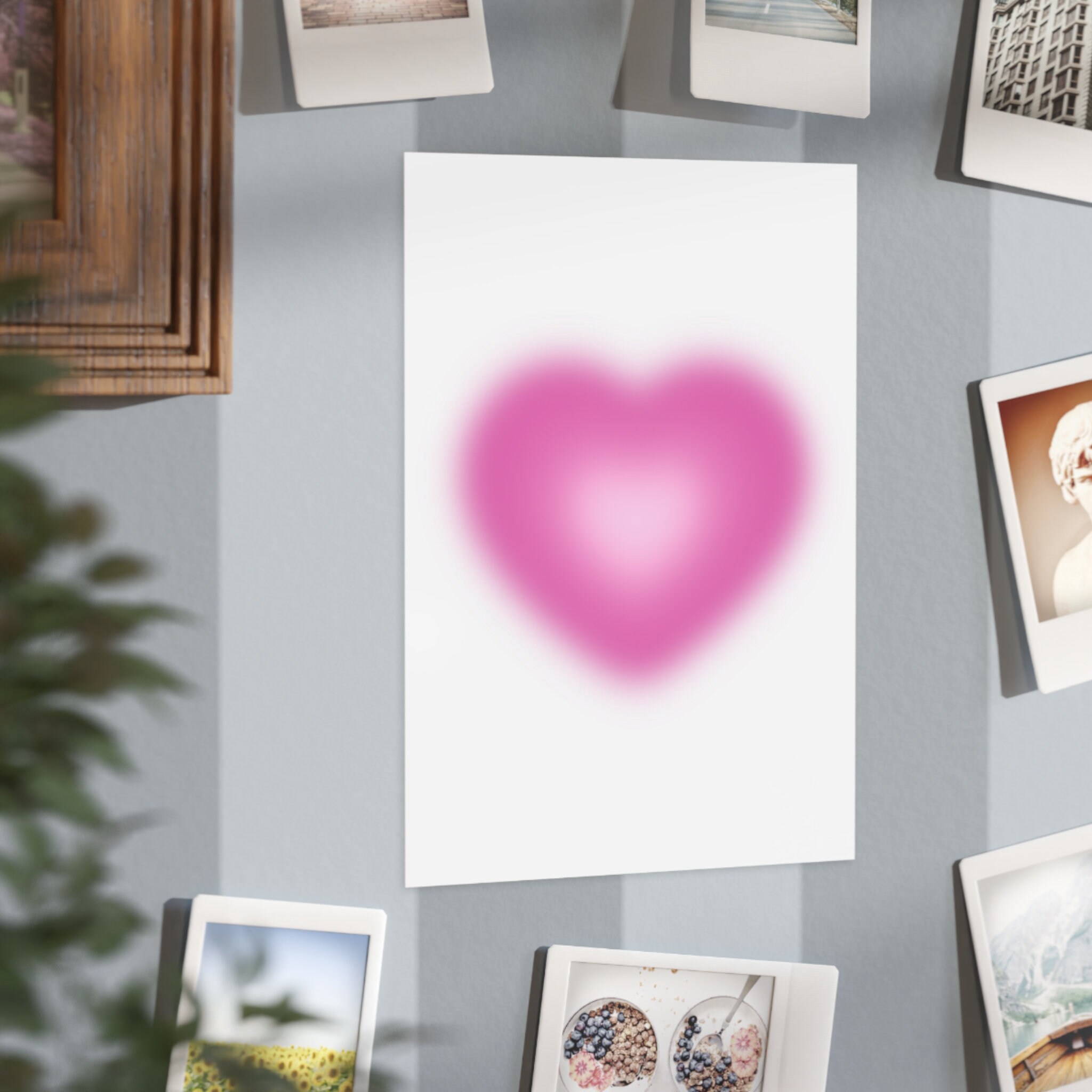 Pink Aura Heart Mini Print - Etsy