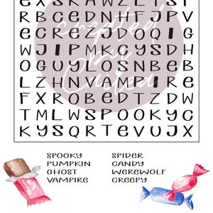 Trick or Treat Word Search Printable W/answer Guide (Download Now) - Etsy