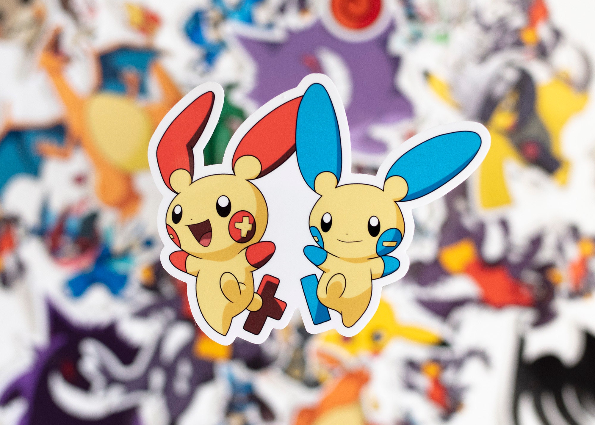 Minum and Plusle Sticker Weatherproof Sticker Waterproof | Etsy