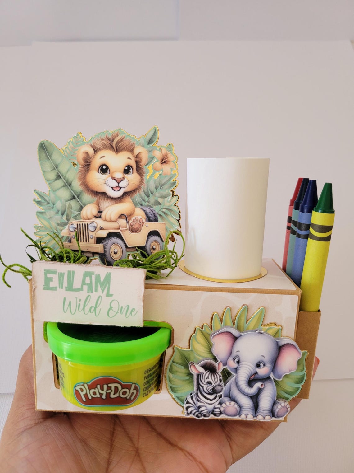 Safari Play-doh Coloring Activity Box, Safari Birthday Favor Box ...