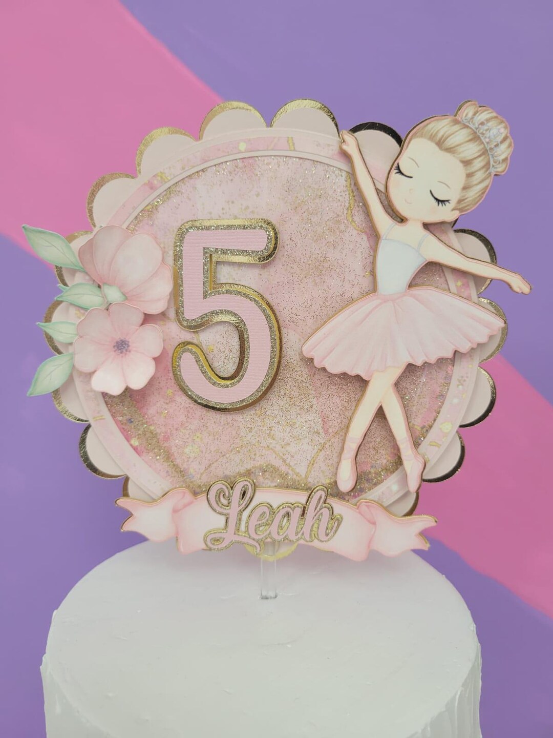 Ballerina Cake Topper, Pink Ballerina Theme, Ballerina Birthday Party ...