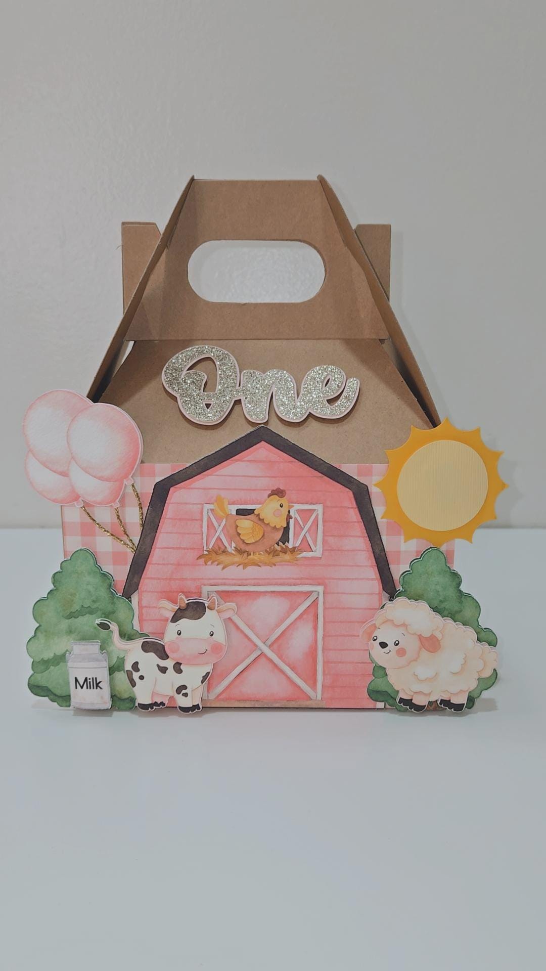 Pink Farm Birthday Goodie Box, Barn Party Decor - Etsy