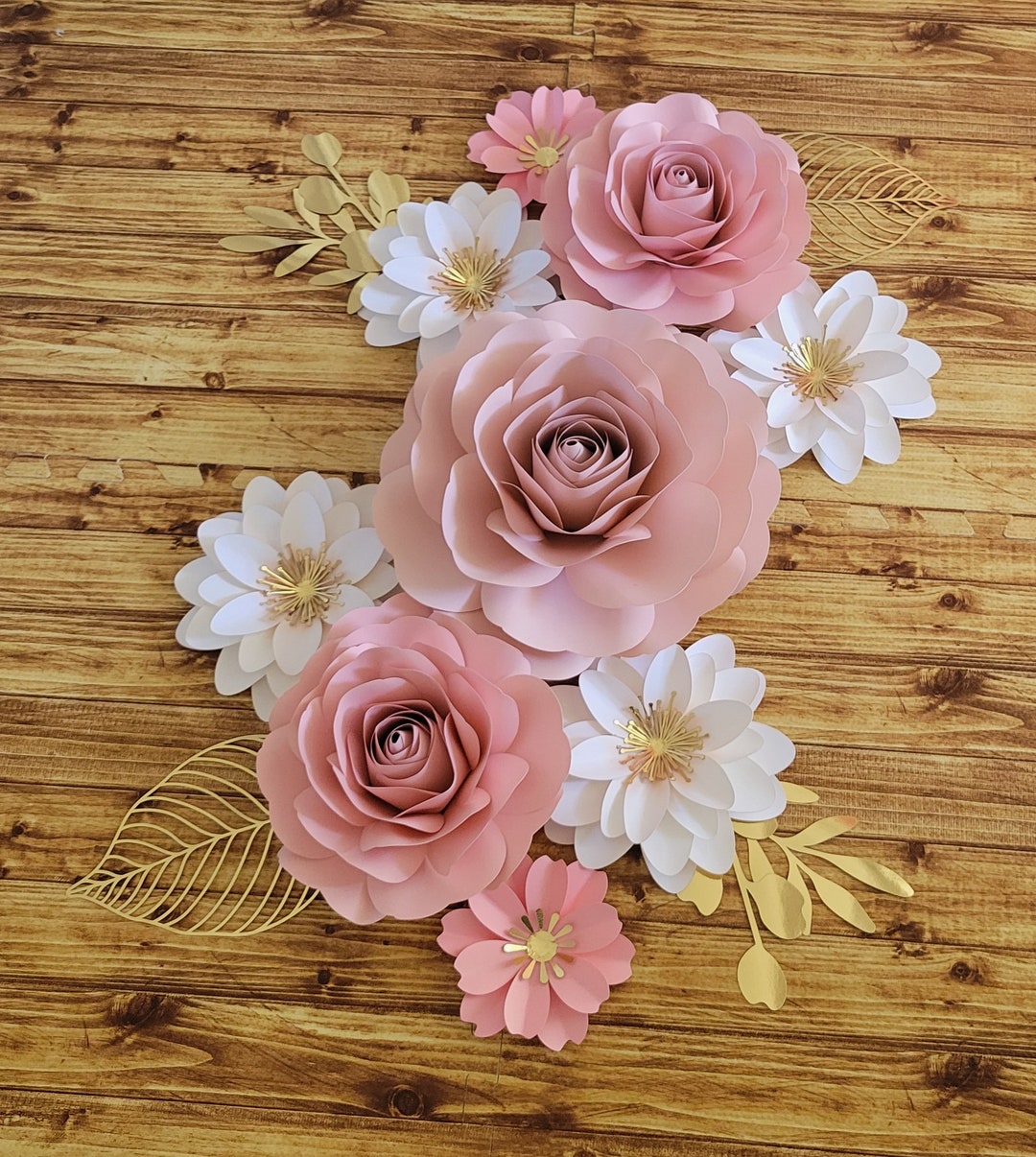 Blush and Pink Paper Flowers Wall Decor for Nursery , Paper Flower ...