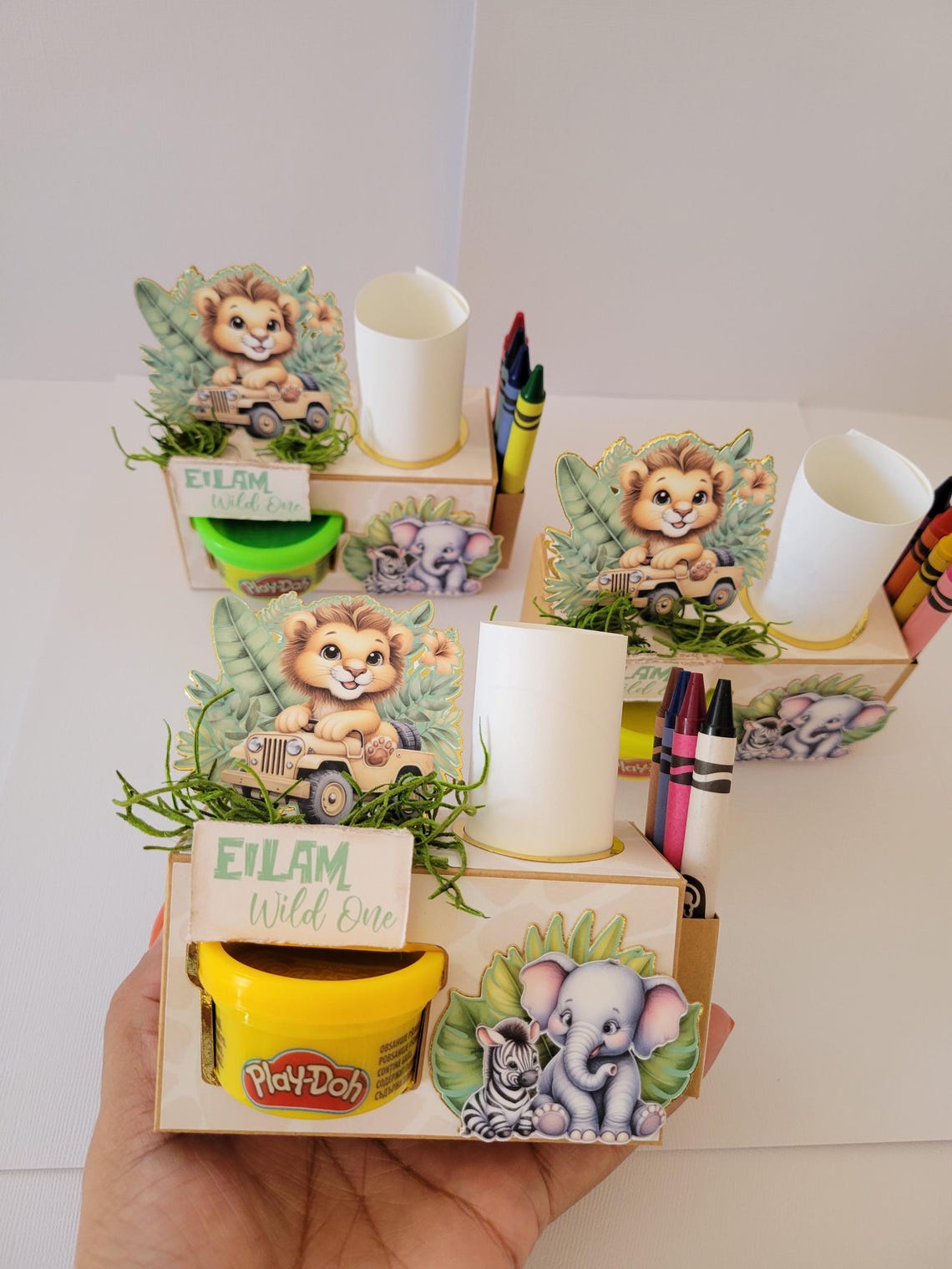 Safari Play-doh Coloring Activity Box, Safari Birthday Favor Box ...