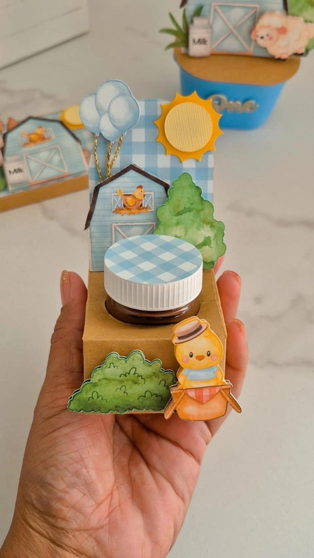 Mini Nutella Box, Blue Farm Nutella Box, Farm Party Favors, Mini ...