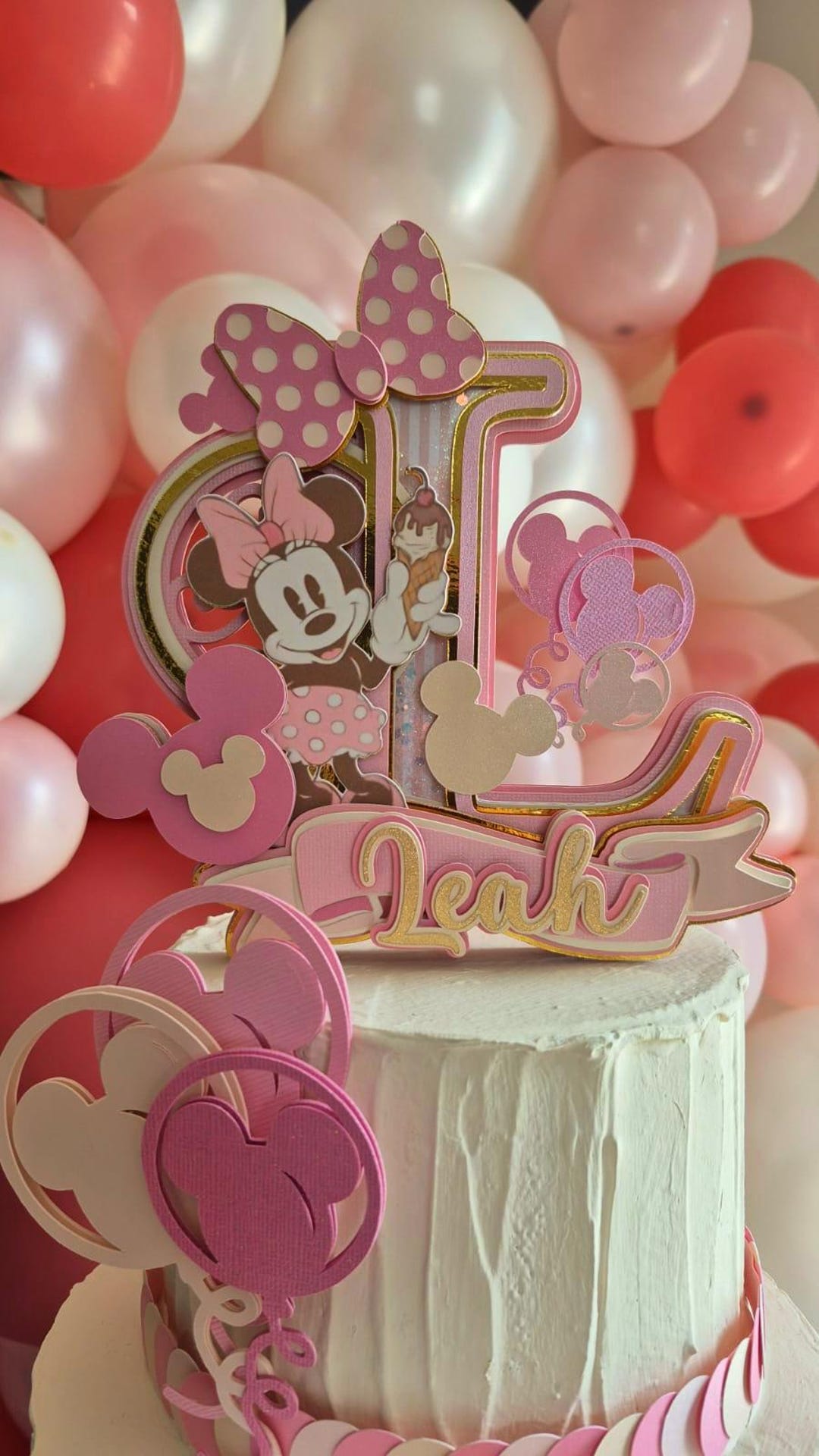 Minnie Ice Cream Parlor Cake Topper, Minnie Vintage Birthday Party ...