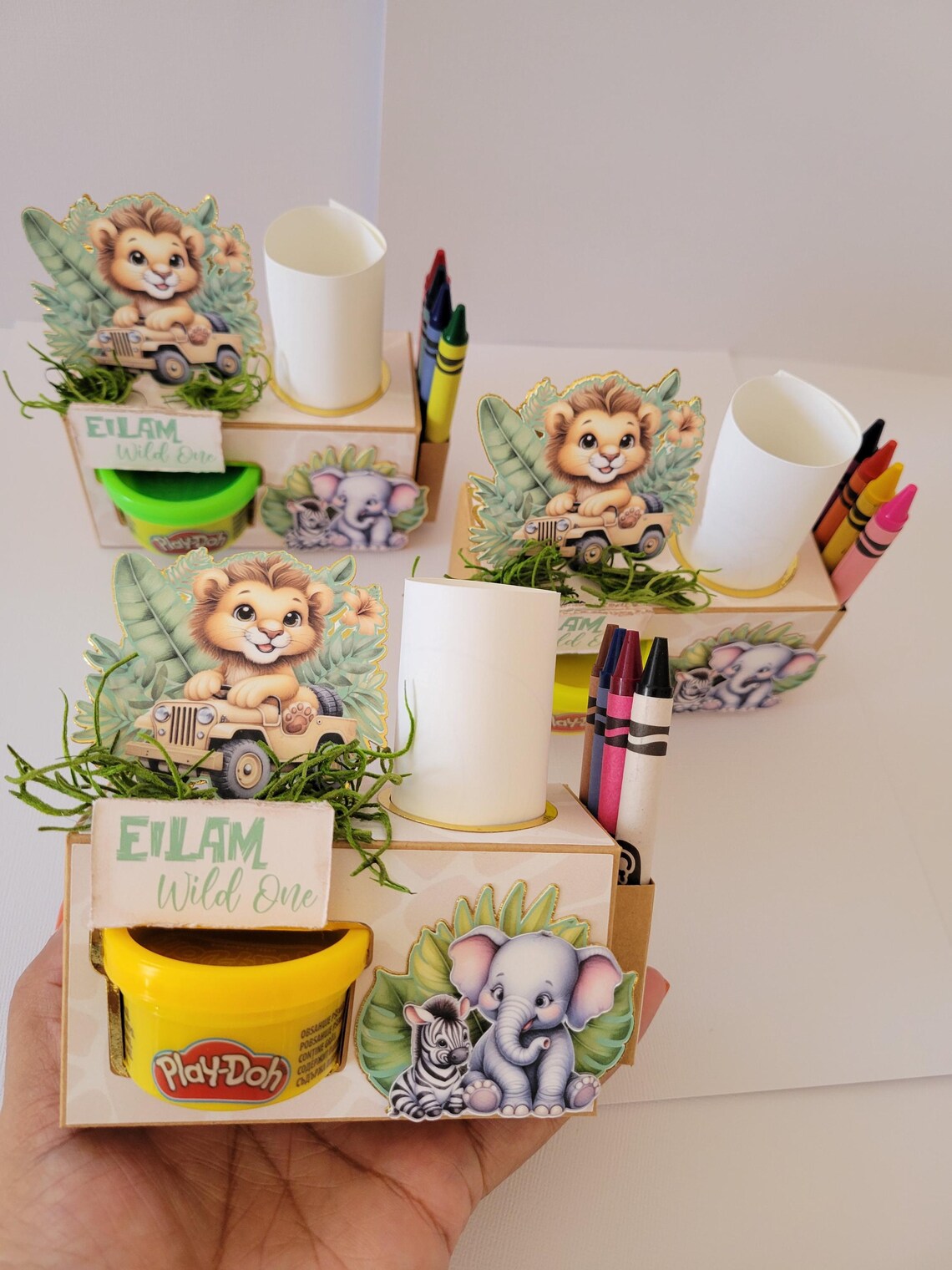 Safari Play-doh Coloring Activity Box, Safari Birthday Favor Box ...