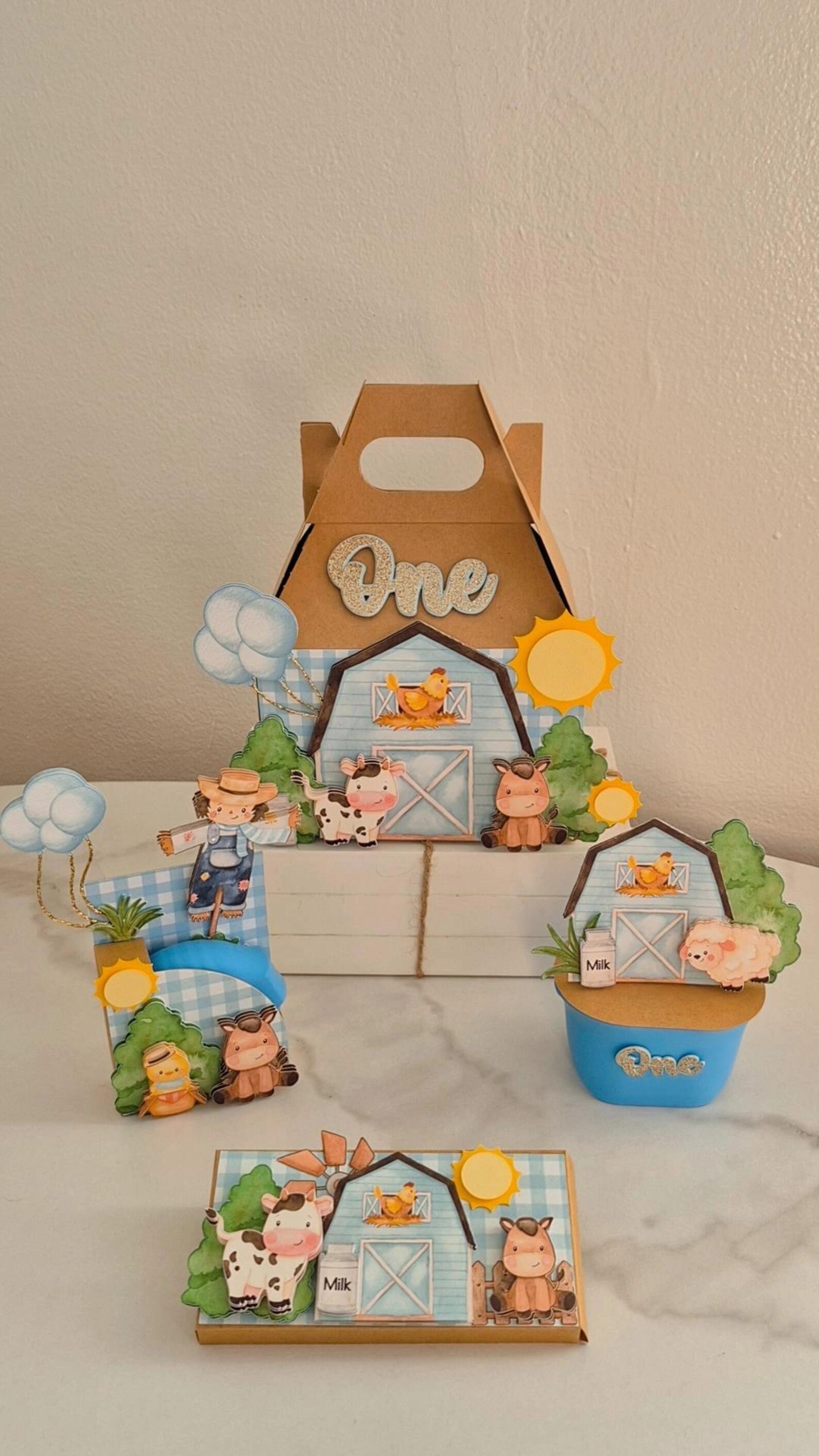 Personalized Farm 1st Birthday Goodie Box, Blue Barn Party Favors - Etsy