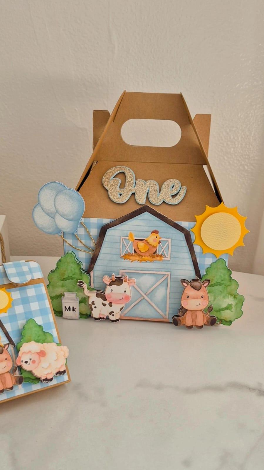 Blue Farm Boy Birthday Goodie Box, Farm Boy Theme, Farm 1st Birthday ...