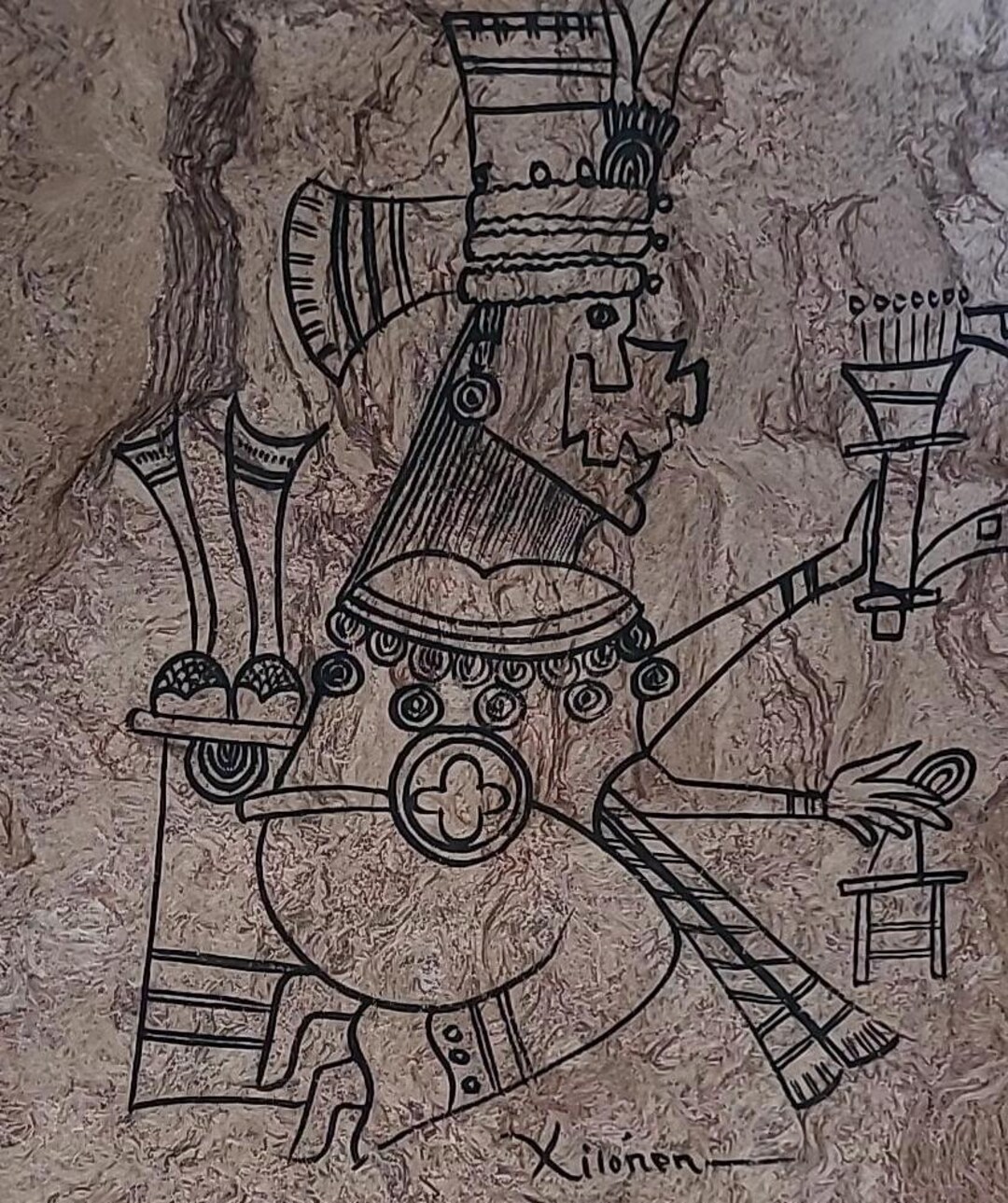 Detailed Ink on Pulp Drawing>xilonen>aztec Goddess of Fertility/maiz ...