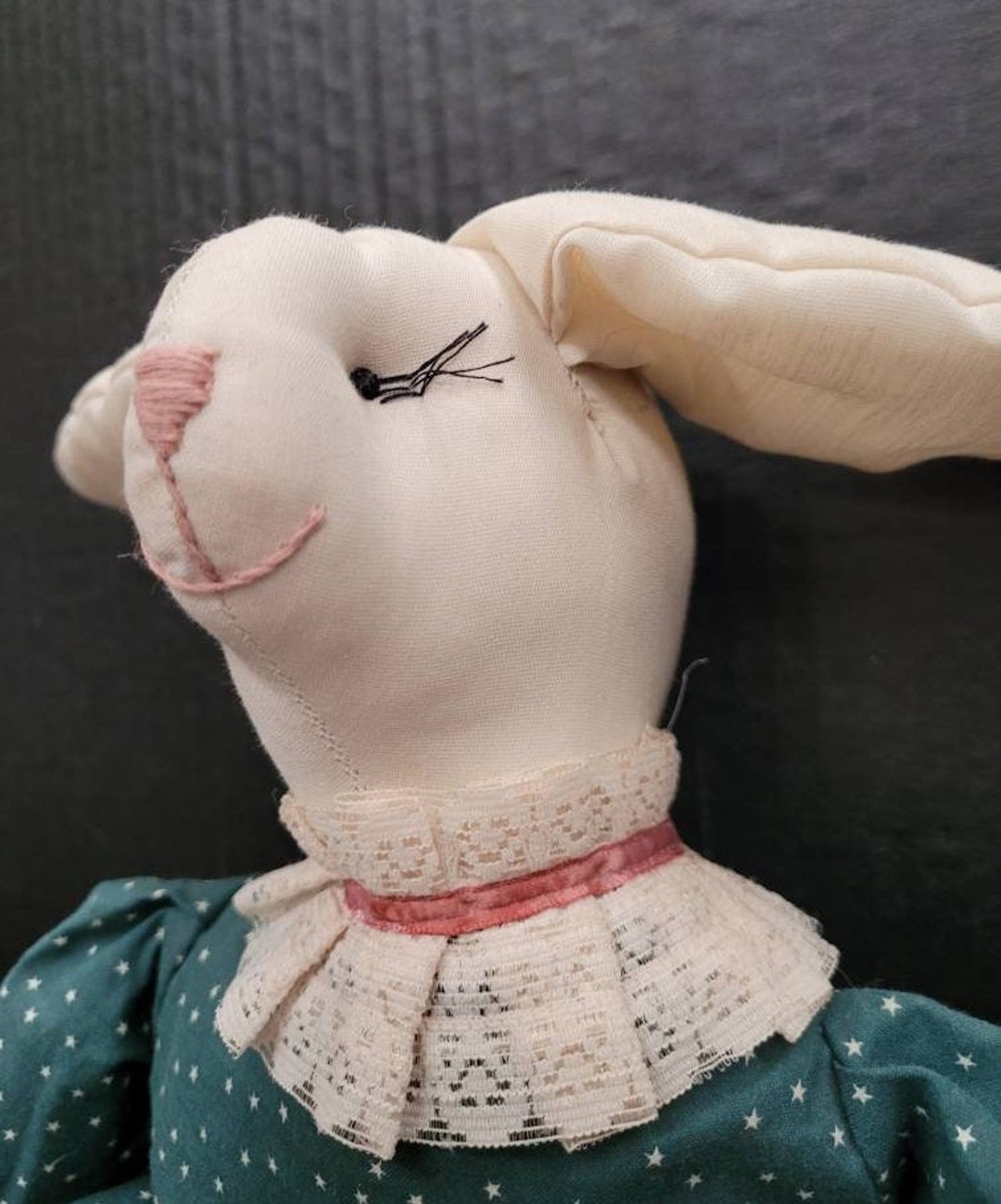 Hand Sewn Sassy Bunny Rabbit. Made Haiti. Vintage Cloth Plush Cutie - Etsy