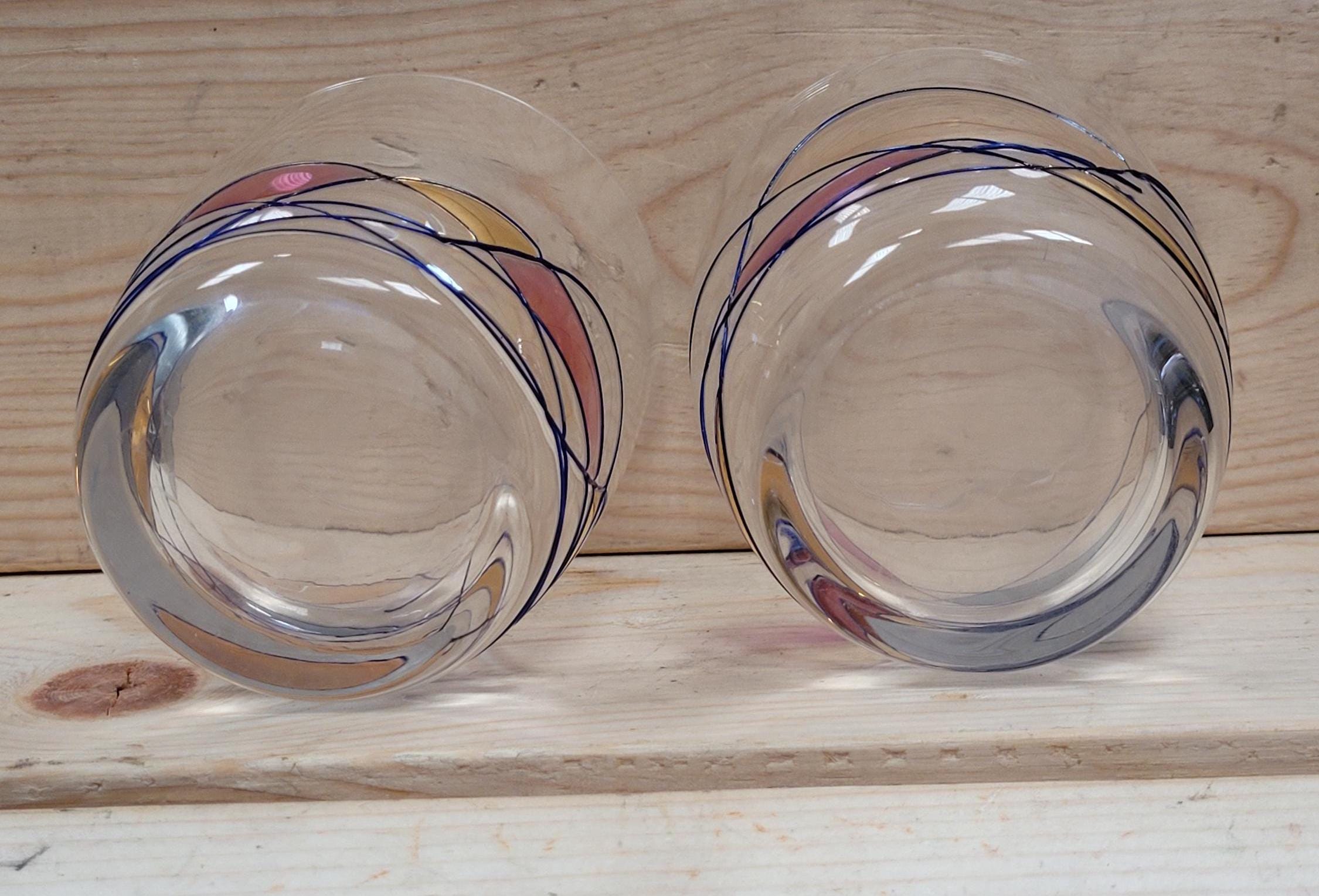 Set of 2>mosaic Stained Glass Design Vintage Elegant Highball/glasses ...