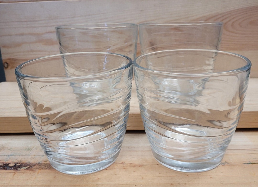 Vintage Libbey Orbita Swirl Glasses: Set of 4 Wavy Glass Highball ...