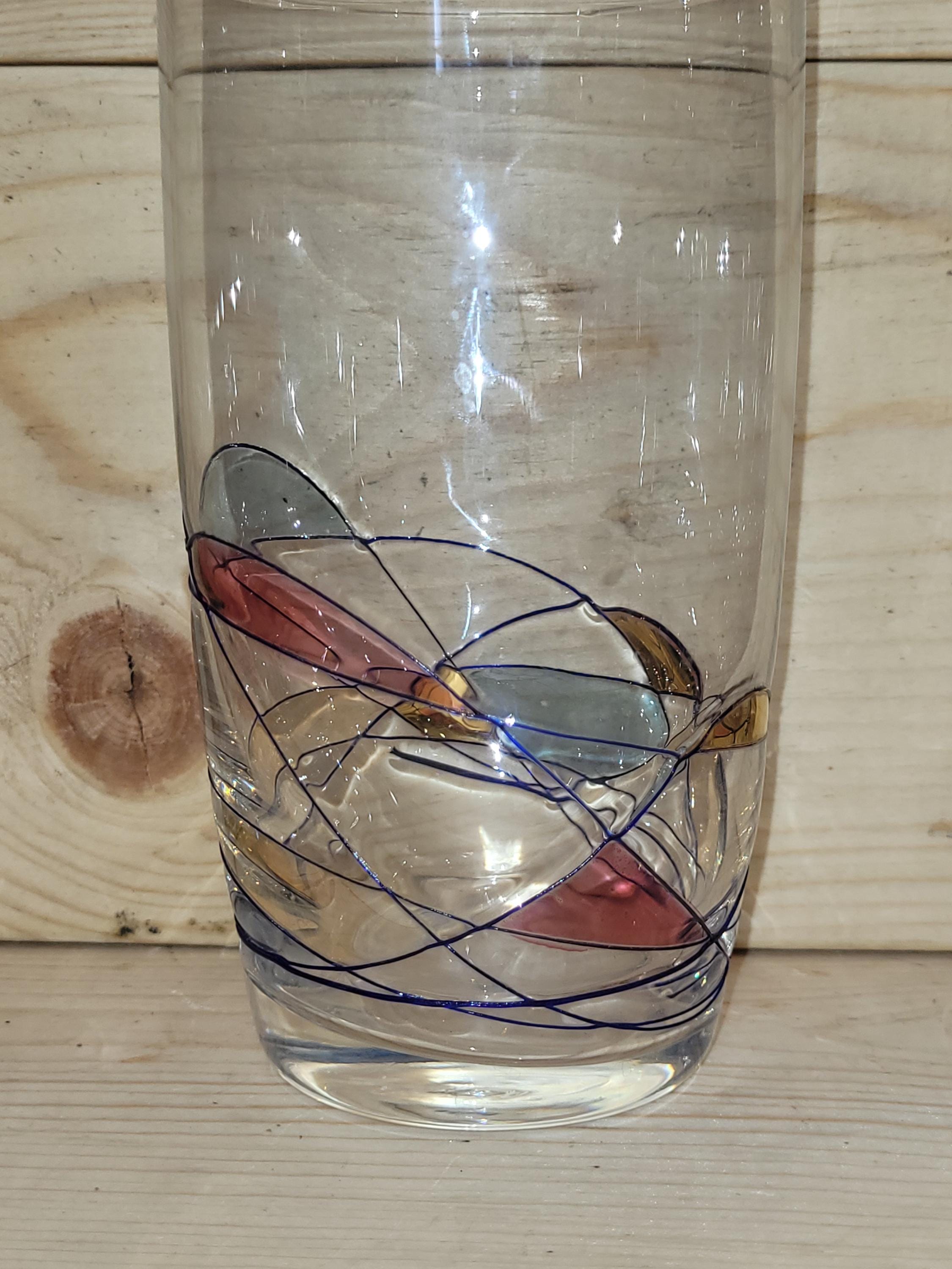 Set of 4>hand-blown Vintage Tumblers/glasses>stain Glass Design>crista ...
