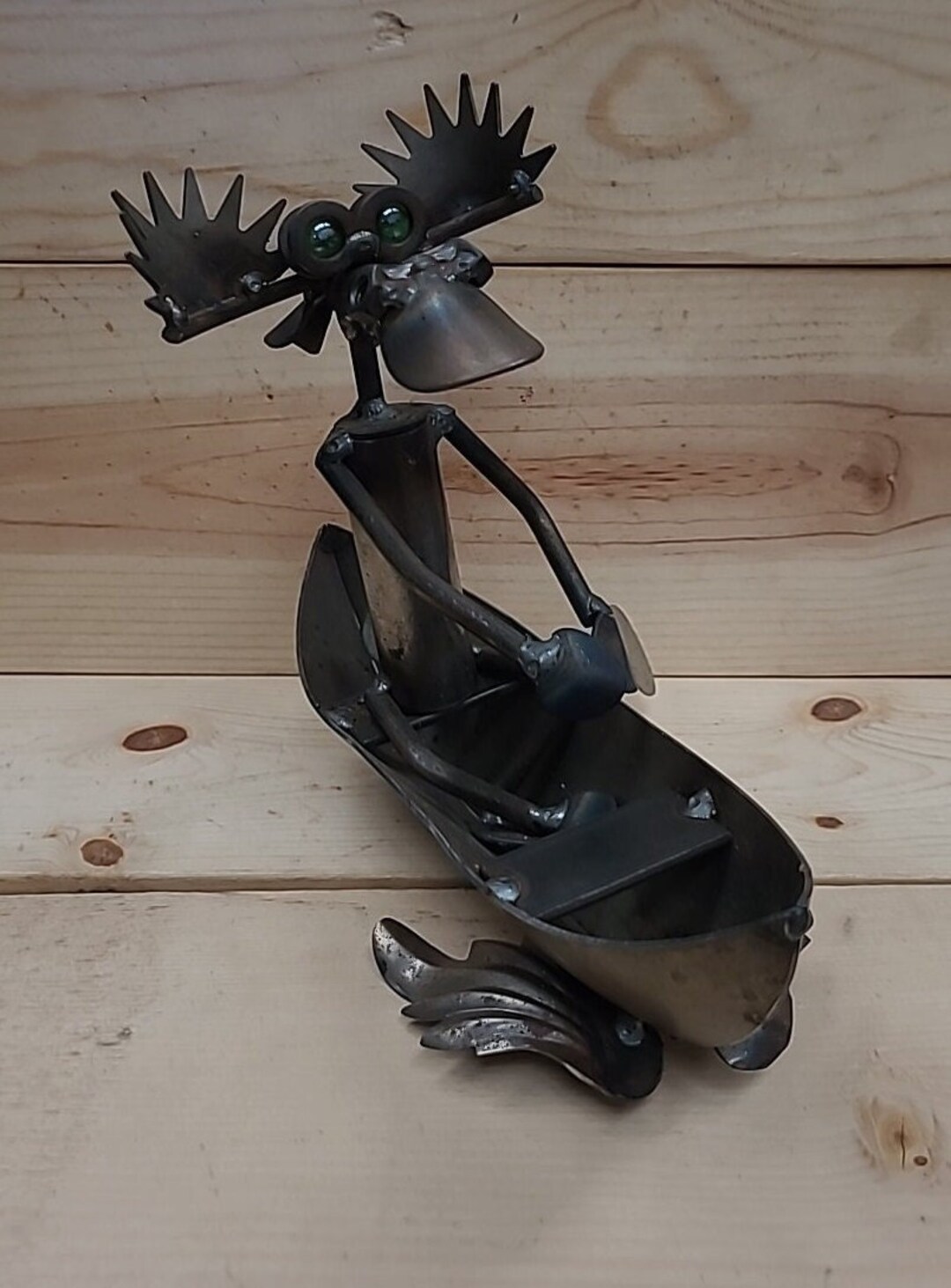 Metal Art Sculpture>moose Rowing Canoe! Fun Collectible - Etsy