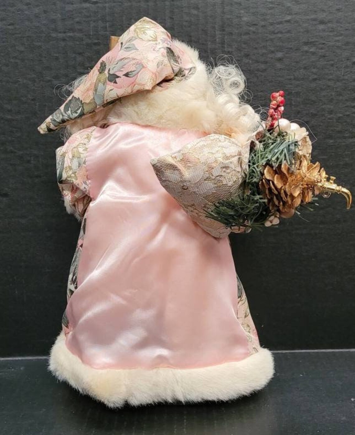 EXCEPTIONAL VINTAGE SANTA Tree Topper Santa Clause Gold Tapestry Robe ...