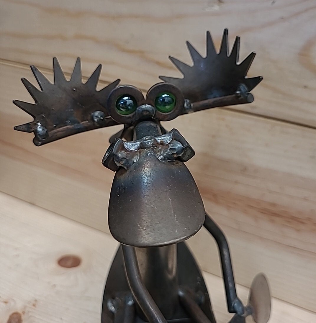 Metal Art Sculpture>moose Rowing Canoe! Fun Collectible - Etsy