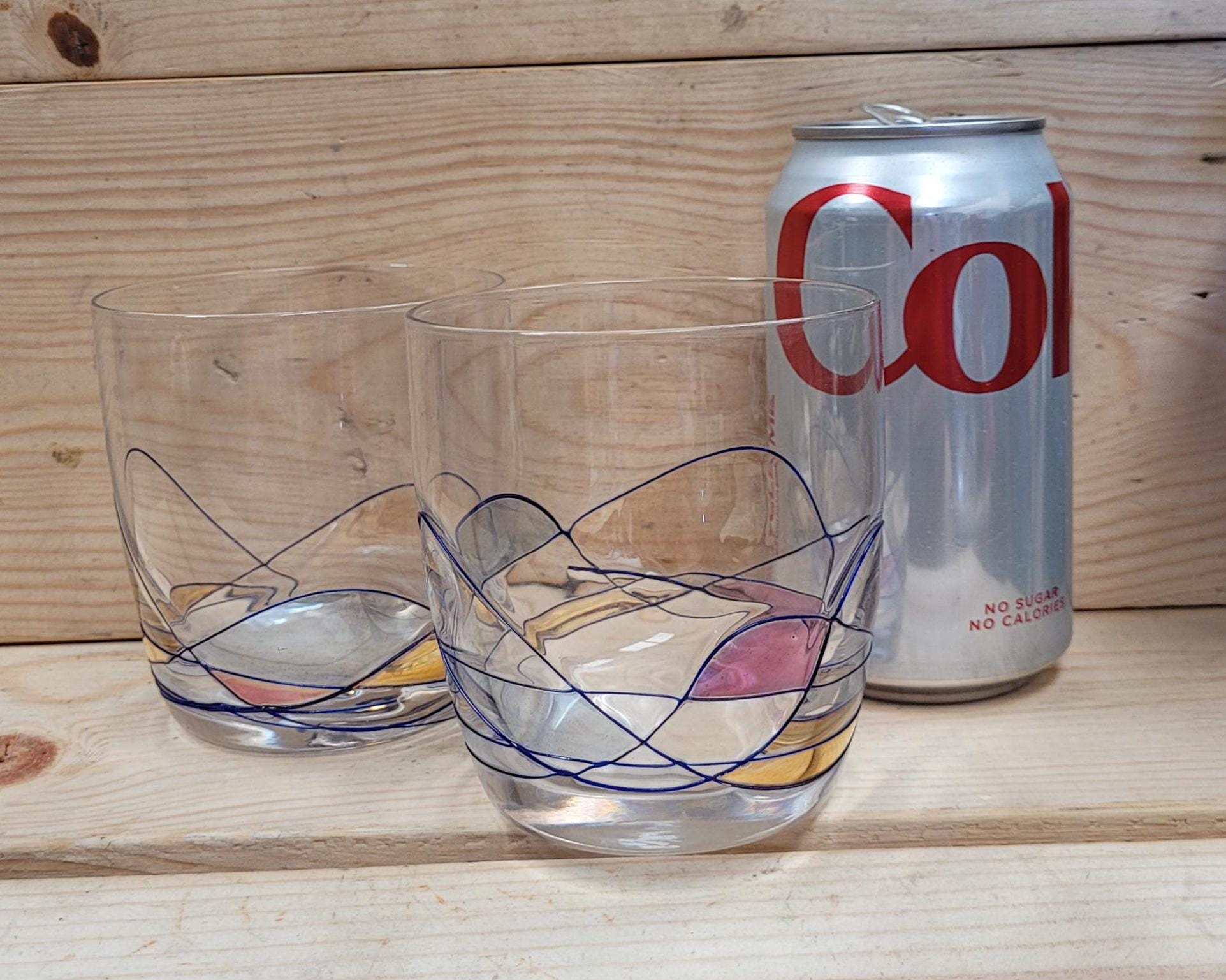 Set of 2>mosaic Stained Glass Design Vintage Elegant Highball/glasses ...